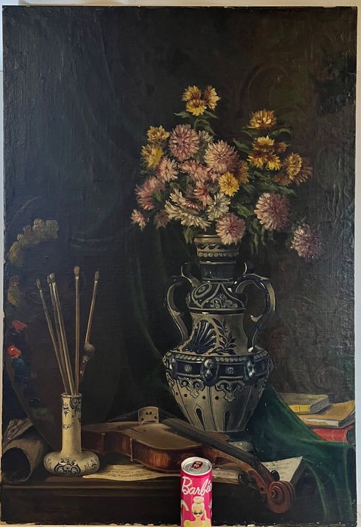 Antike Grosse Stilleben Gemälde mit Geige und Blumen, Unl.Si (Gebraucht) in Root für CHF 34 ...