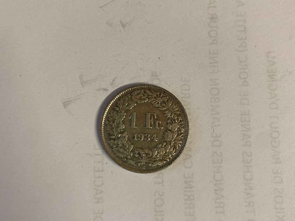 Pièce 1 Franc Suisse 1934 - Helvetia debout. (Gebraucht) in Le Brassus für CHF 6 – mit Lieferung ...