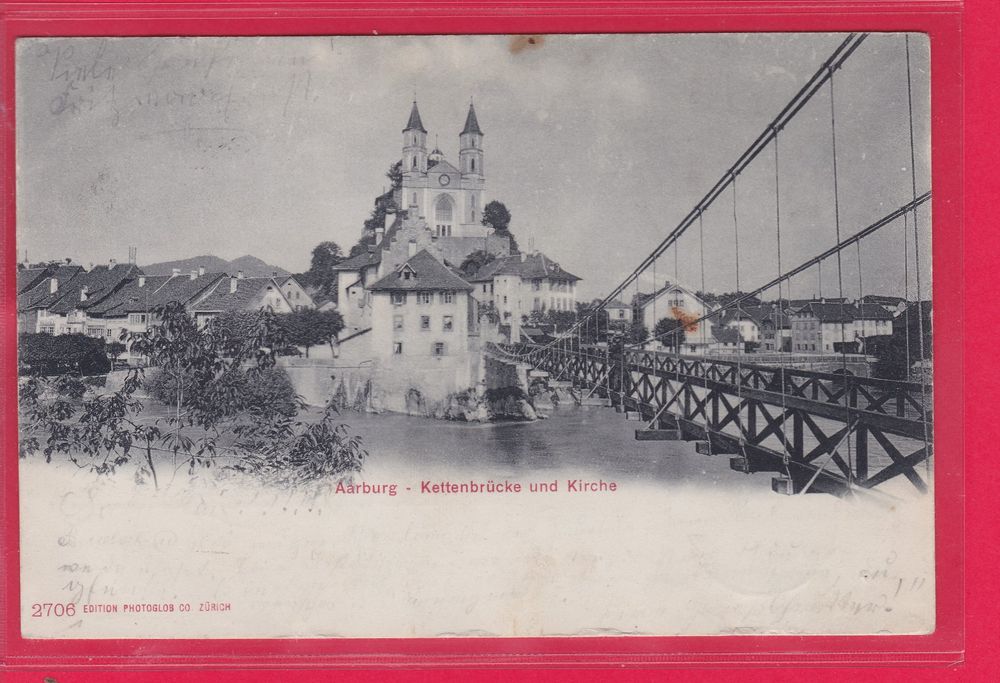 AARBURG - KETTENBRÜCKE UND KIRCHE, 8.8.1905 (ANTIK) | Kaufen auf Ricardo
