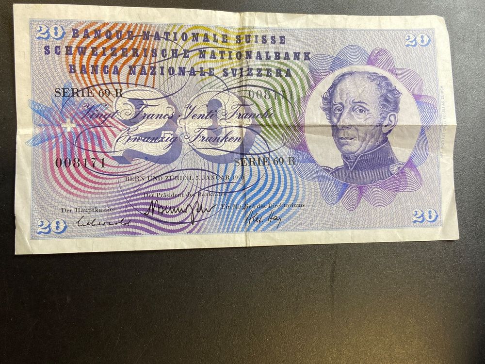 20 Fr.-Note Schweiz 1970 | Kaufen auf Ricardo