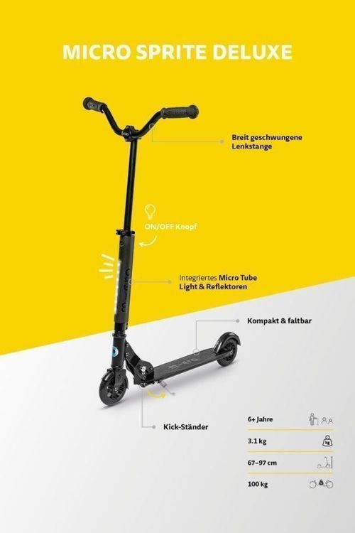 Micro Mobility Sprite Deluxe Black - OVP (Neuf avec emballage d'origine ...