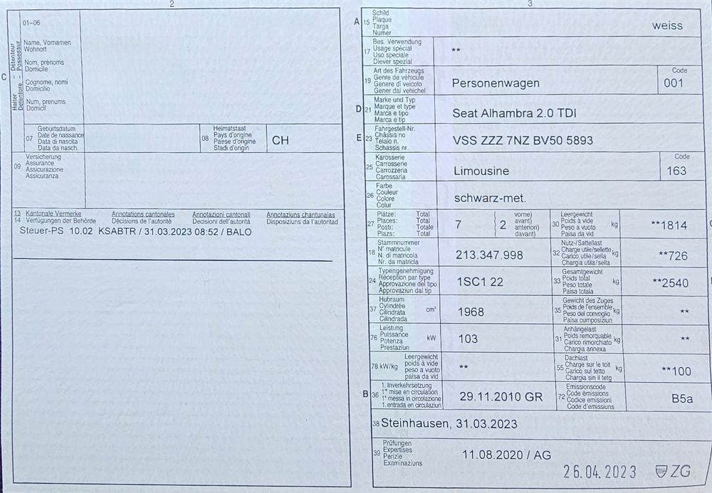 SEAT Alhambra // 7 Sitzplätze // 140PS // Diesel // Automat (Gebraucht ...