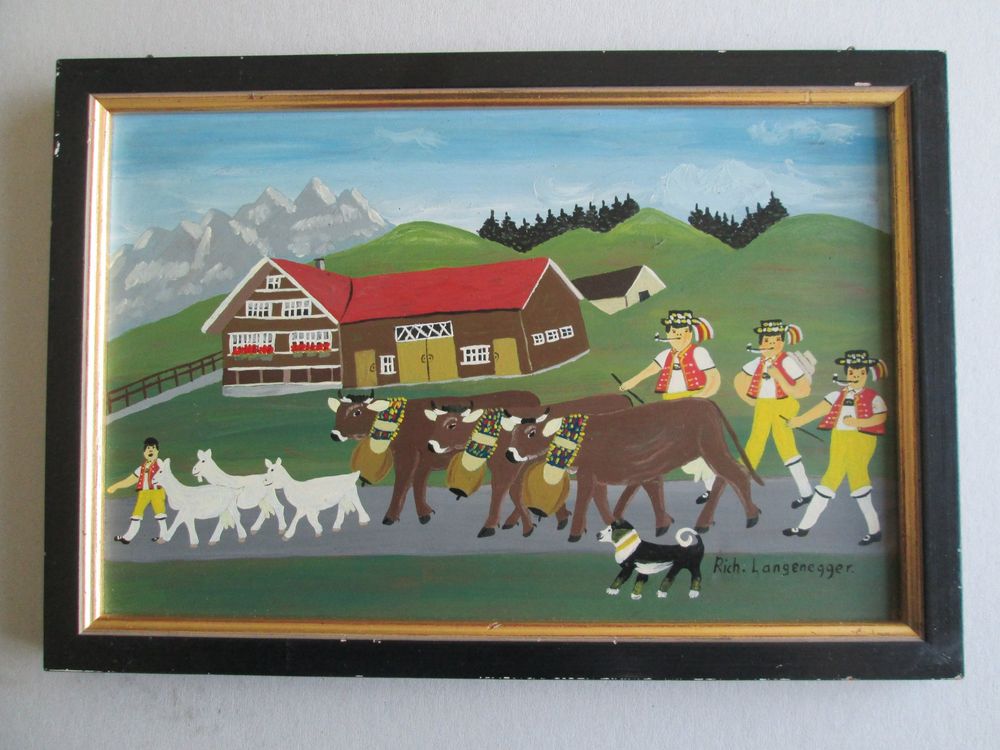 Appenzeller Bauernmalerei, von Rich. Langenegger, 34x 23 (Gebraucht) in Schlieren für CHF 26 ...