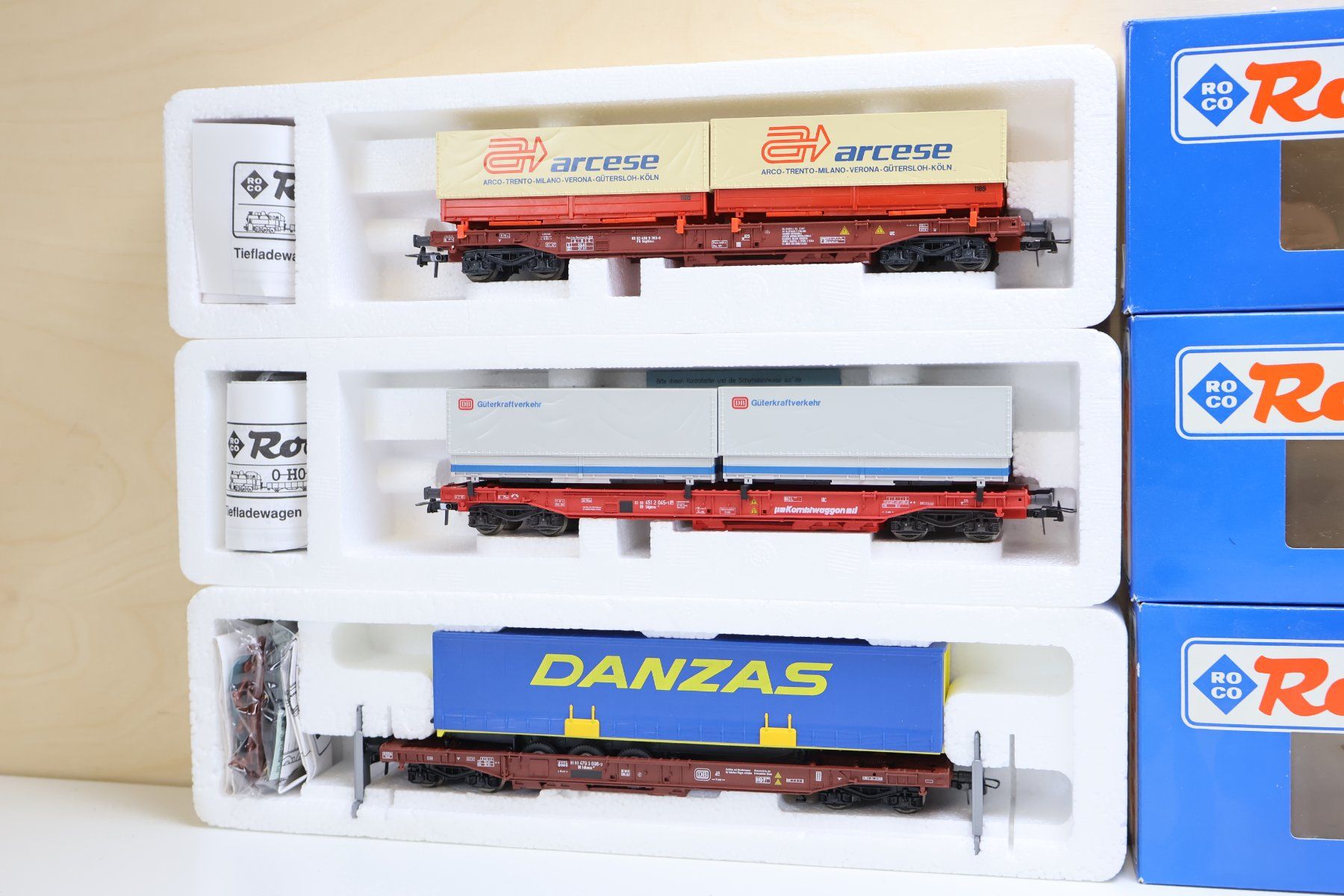 ROCO 3 x FS/DB HUPAC Taschenwagen H0 - DANZAS & mehr (Gebraucht) in ...