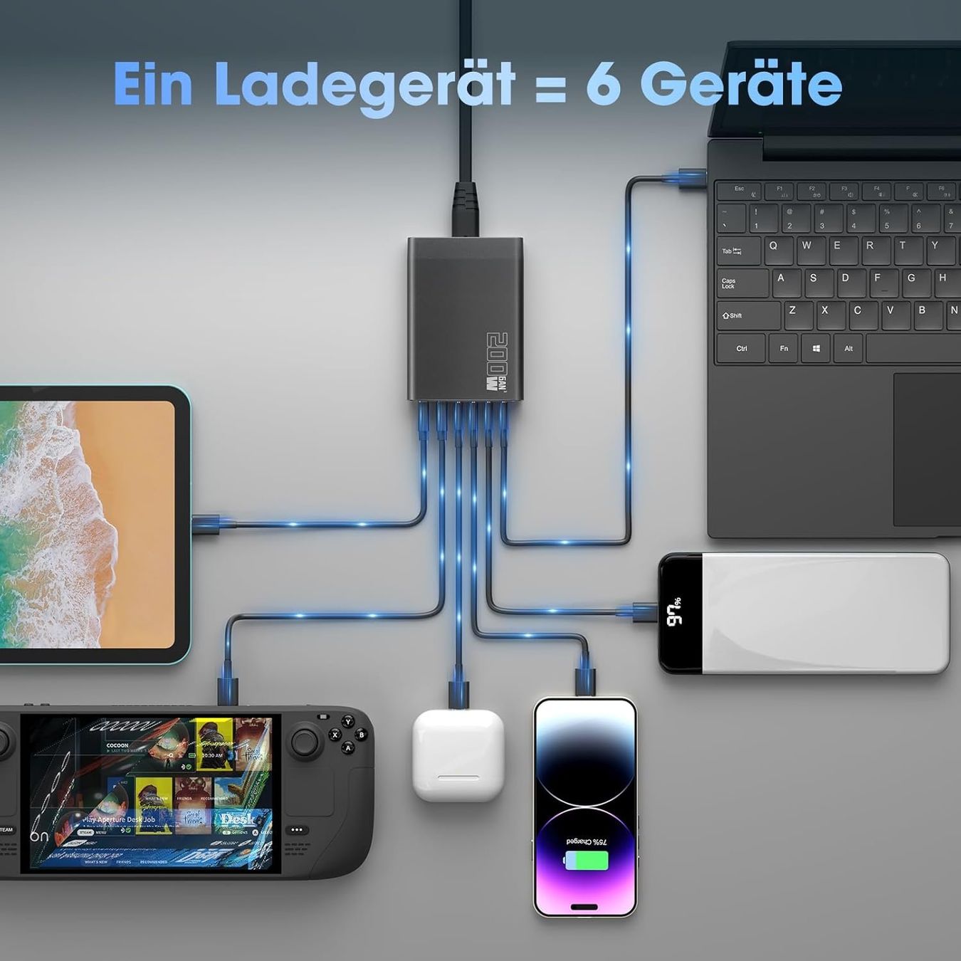 200W USB C Ladegerät ladegeräte für tragbare computer (Neu (gemäss ...