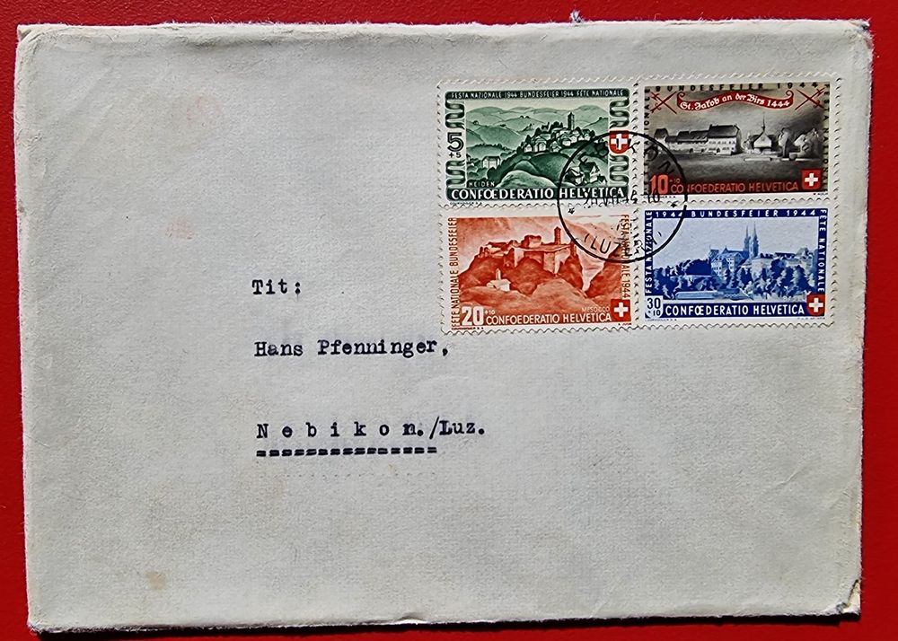 PRO PATRIA Z 22 - 25 SATZBRIEF NEBIKON LUZERN 1944 | Kaufen auf Ricardo