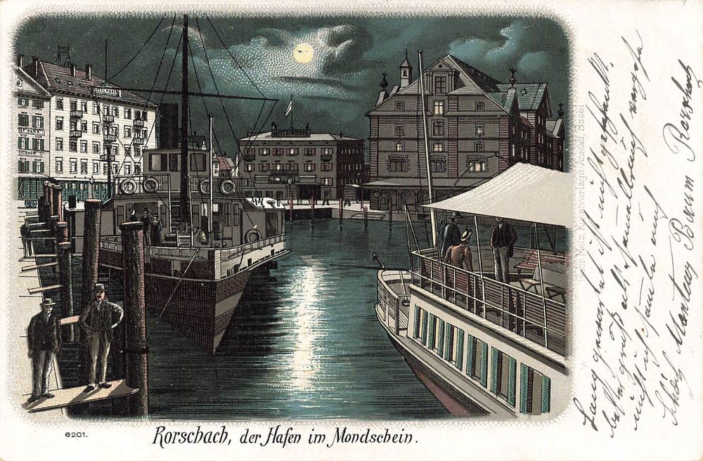 Rorschach der Hafen im Mondschein battello schiff Bott (Gebraucht) in ...