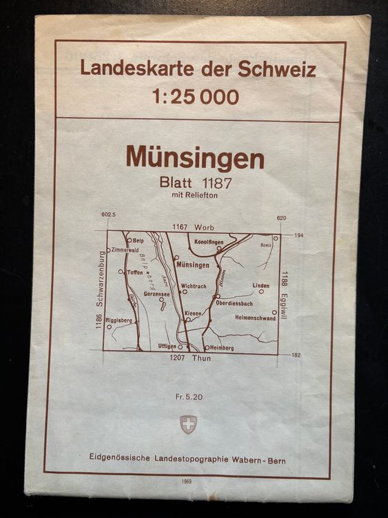 Landeskarte der Schweiz • 1:25'000 • Münsingen • 1969 | Kaufen auf Ricardo