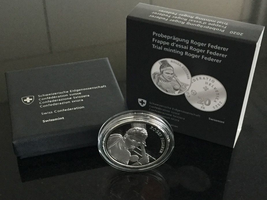 Probe 20 Franken 2020 Roger Federer PP Probeprägung (Neu und originalverpackt) in Tägerwilen für ...