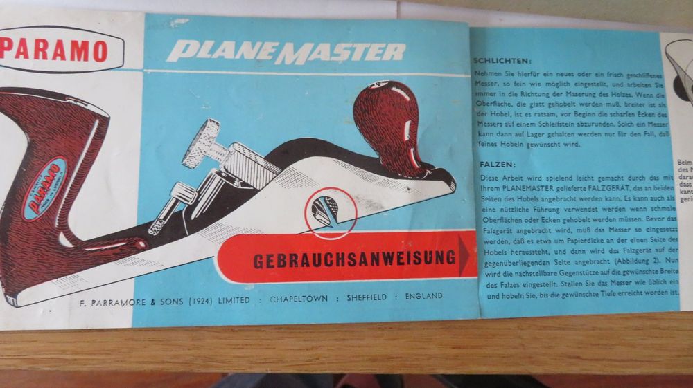 Hobel Planemaster von der Firma Paramo (Gebraucht) in Wetzikon ZH für ...