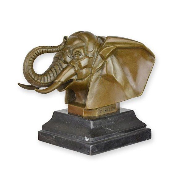 Bronze Elefant Skulptur, signiert F. Bazin, Marmorsockel. (Neu und originalverpackt) in ...