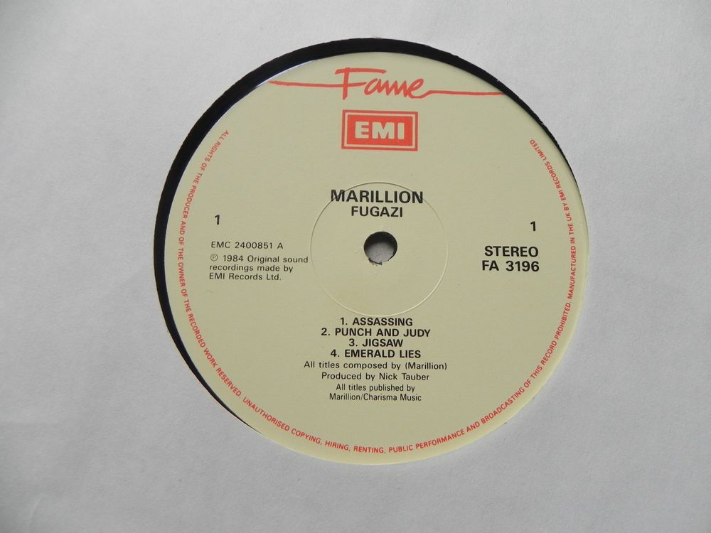 LP brit. prog. Rock Band Marillion 1984 Fugazi (Gebraucht) in Siebnen ...