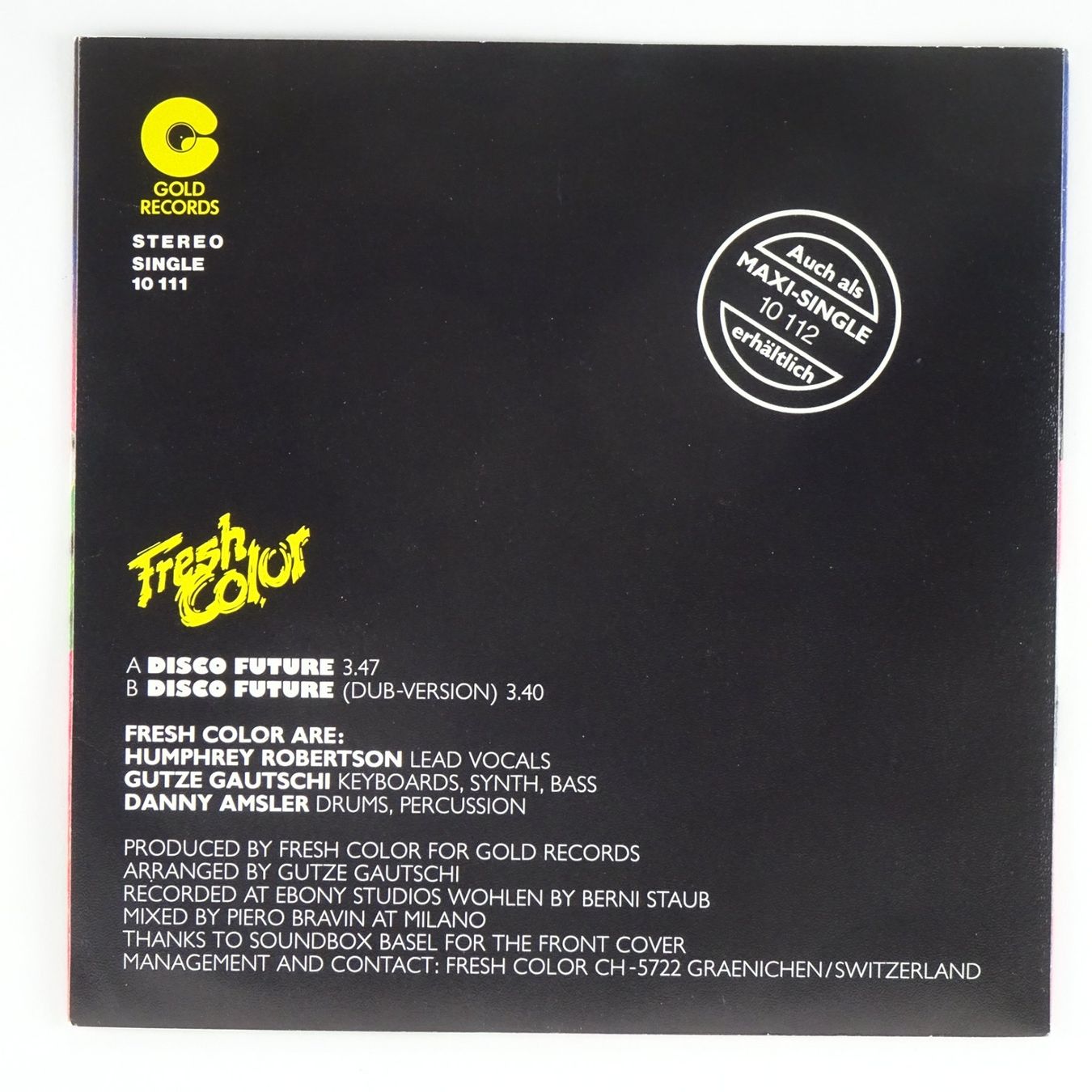 Fresh Color [CH] - Disco Future b/w Club Version (Gebraucht) in Muhen ...