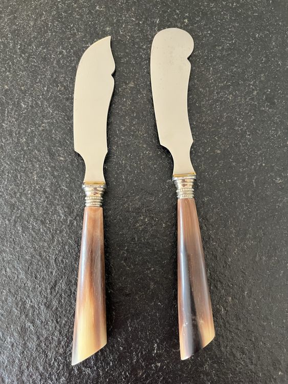 Edle Butter-/Käsemesser, Horn-Griff, Vintage, 2 Stk. (TOP) (Gebraucht ...
