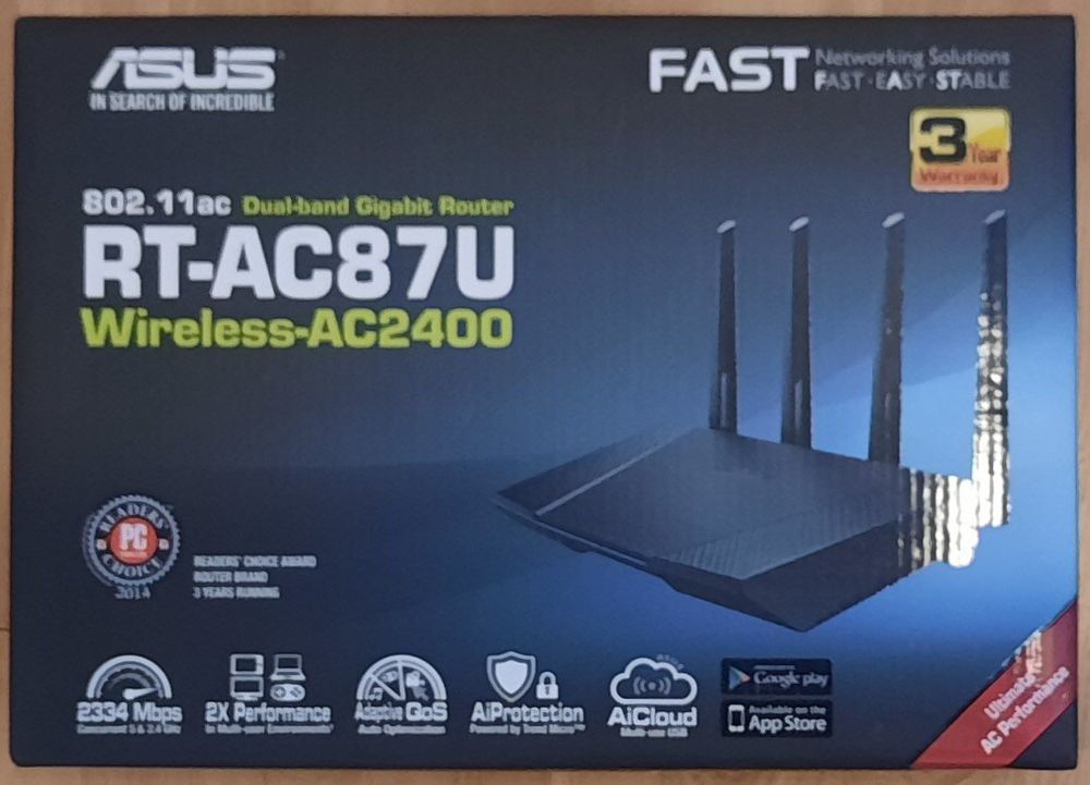 ASUS RT-AC87U Wireless AC2400 Dual-band Gigabit Router BLACK (Neu und ...