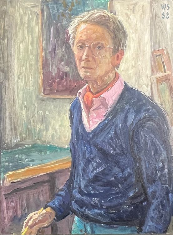 Walter Sautter. Selbsporträt, 1988. Öl auf Leinwand (Gebraucht) in ...