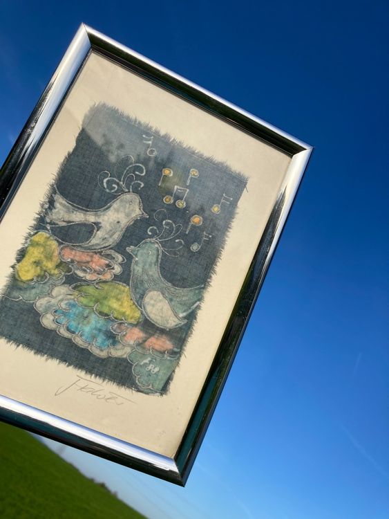 Batik Bild Vogel gerahmt hinter Glas unleserlich signiert 88 (Gebraucht) in Subingen für CHF 19. ...