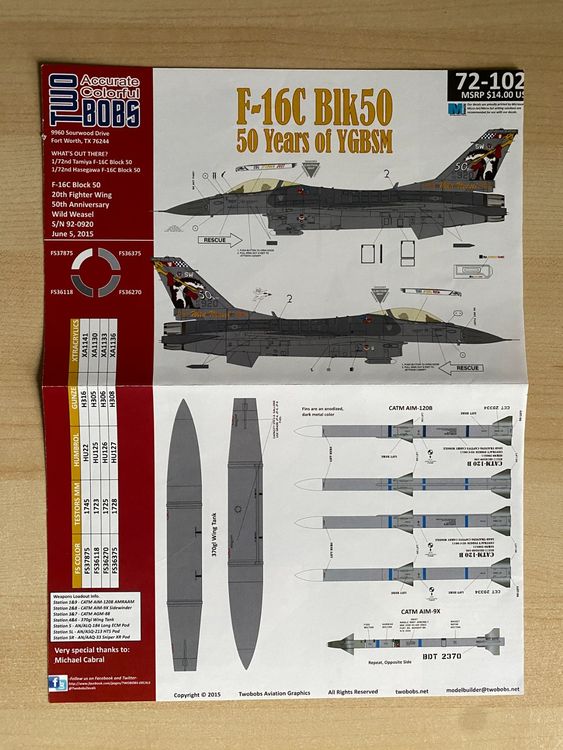 Decals 1/72 - F-16C Block50 von Two Bobs | Kaufen auf Ricardo