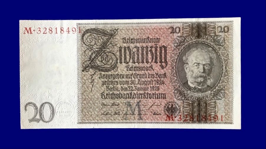 Deutschland Weimarer Republik 20 RM Banknote 1929 (Gebraucht) in für ...
