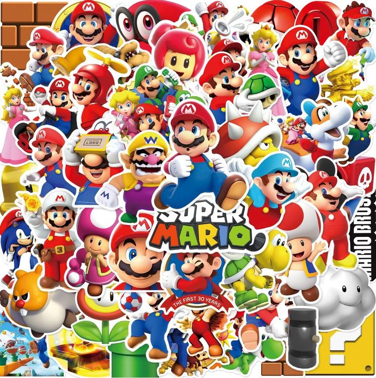 50 Stk. Sticker/Aufkleber - Super Mario (Neu und originalverpackt) in ...