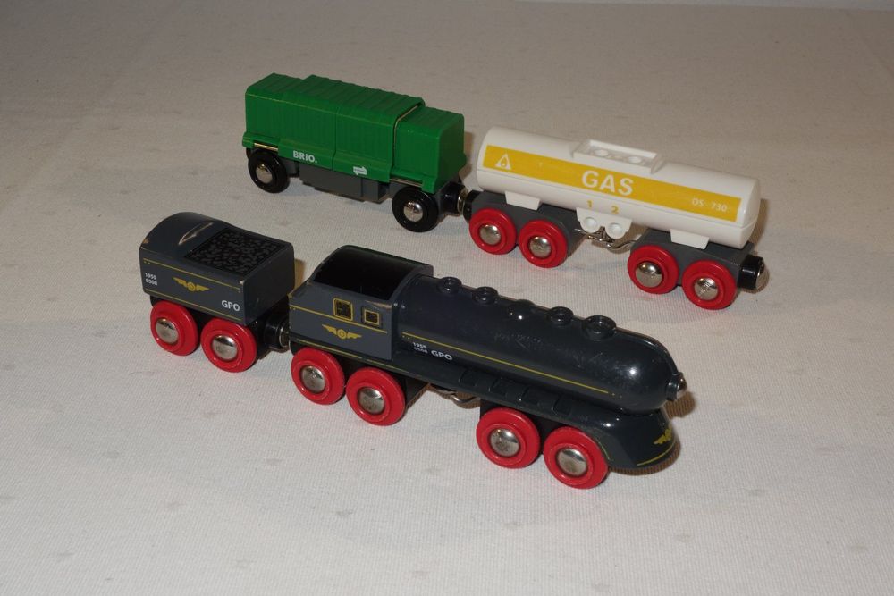 BRIO 33697, 33695, 33561 Dampflok mit Tender und Güterwagen (Gebraucht ...