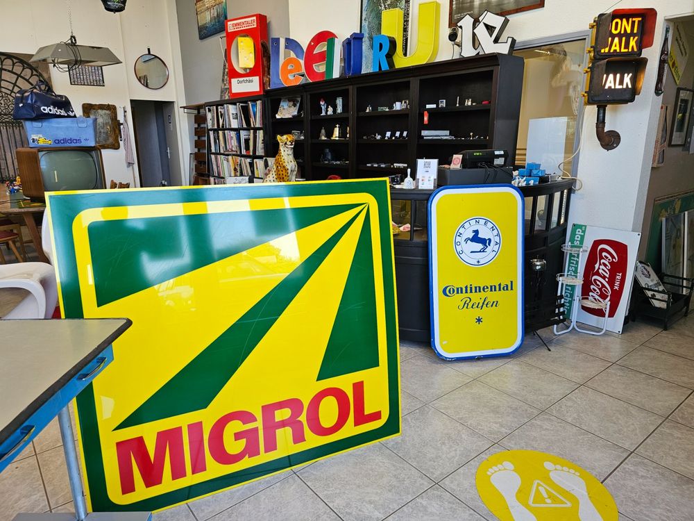 1970s Acryl MIGROL Migros Tankstellen Tafel Reklame Schild (Gebraucht ...