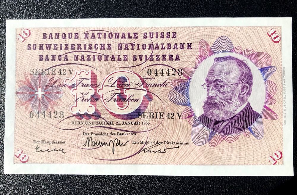 10er Banknote Franken Schweiz 1965 (Gebraucht) in Seltisberg für CHF 4 ...