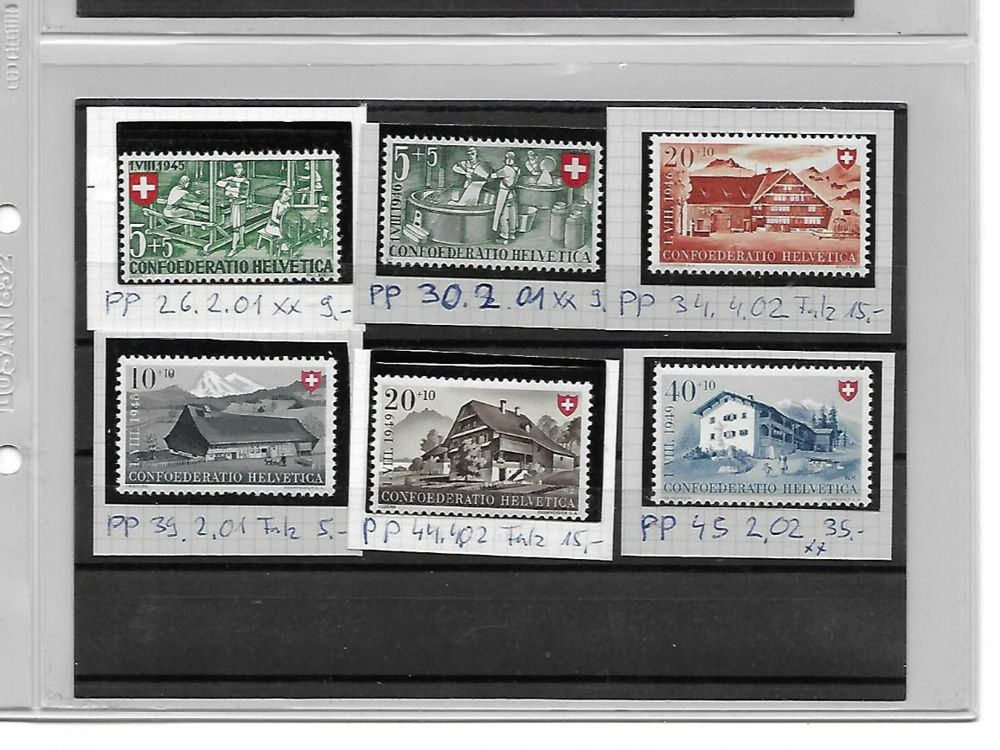 PP Abarten 1945 - 1949 ** oder Falz Kat: CHF 88.- (Gebraucht) in Basel für CHF 2 – mit Lieferung ...