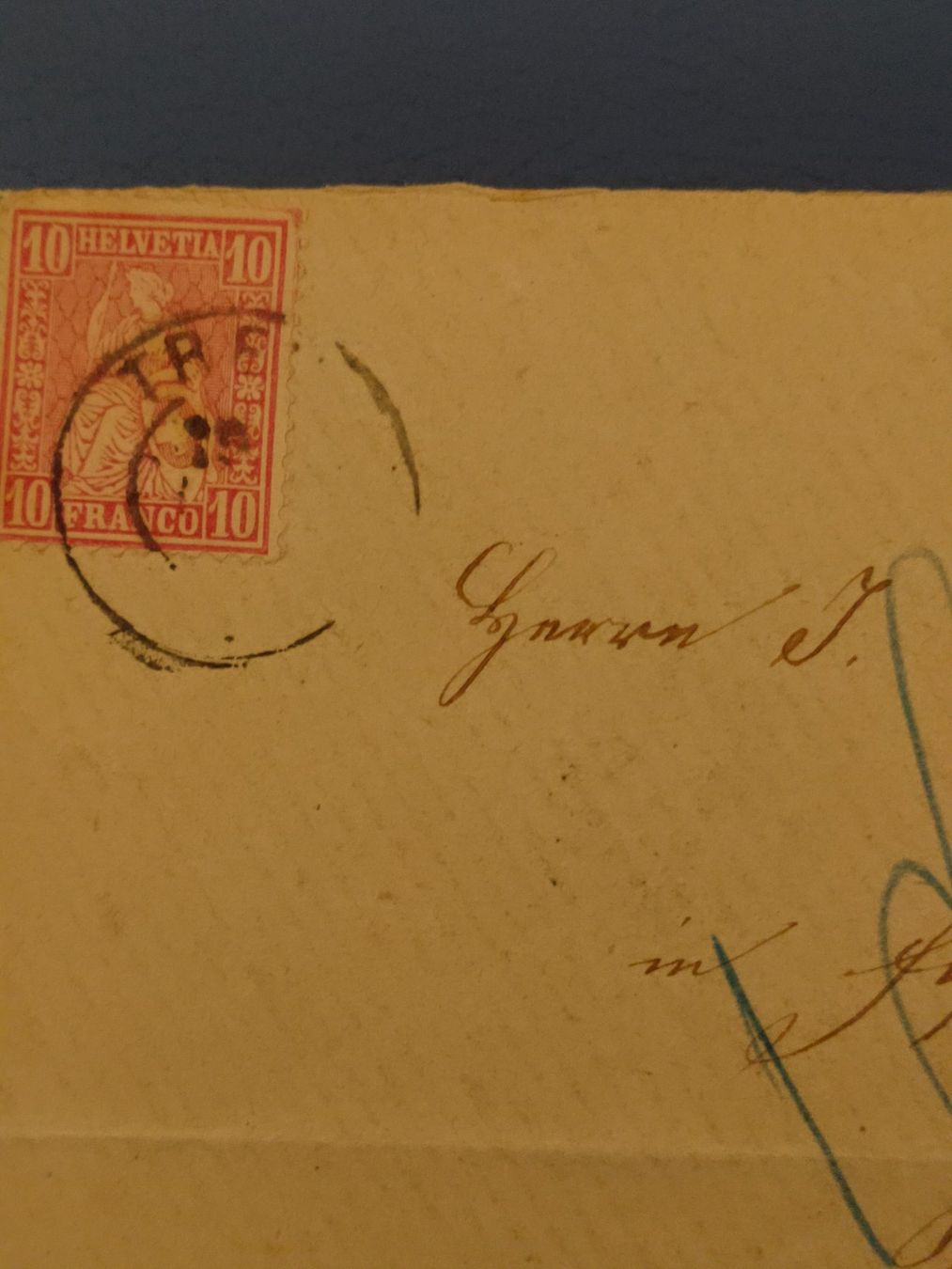 Antike Briefmarke Helvetia 10 Rp. auf Brief, selten! (Gebraucht) in ...