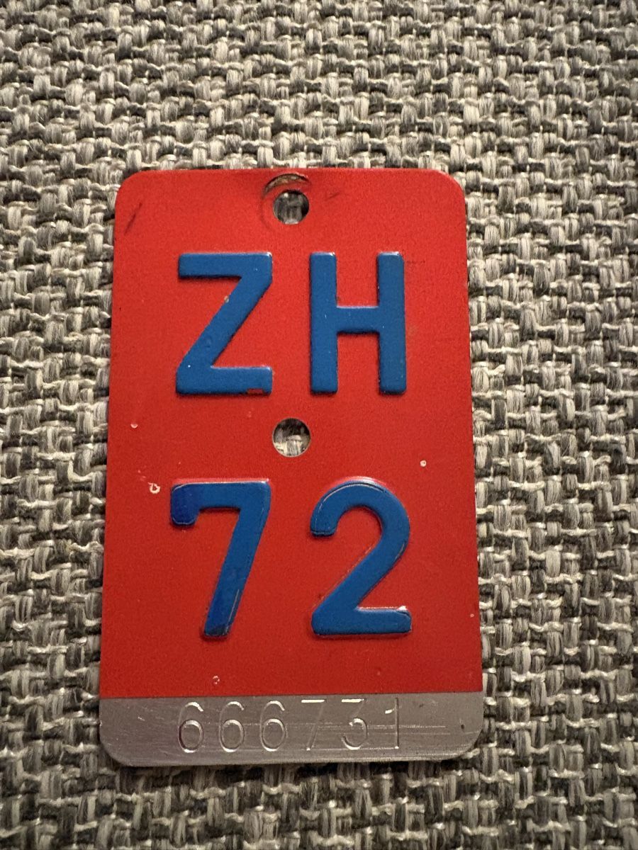 Altes Velo-Schild ZH 72 - Sammlerstück für Nostalgiker! (Gebraucht) in ...