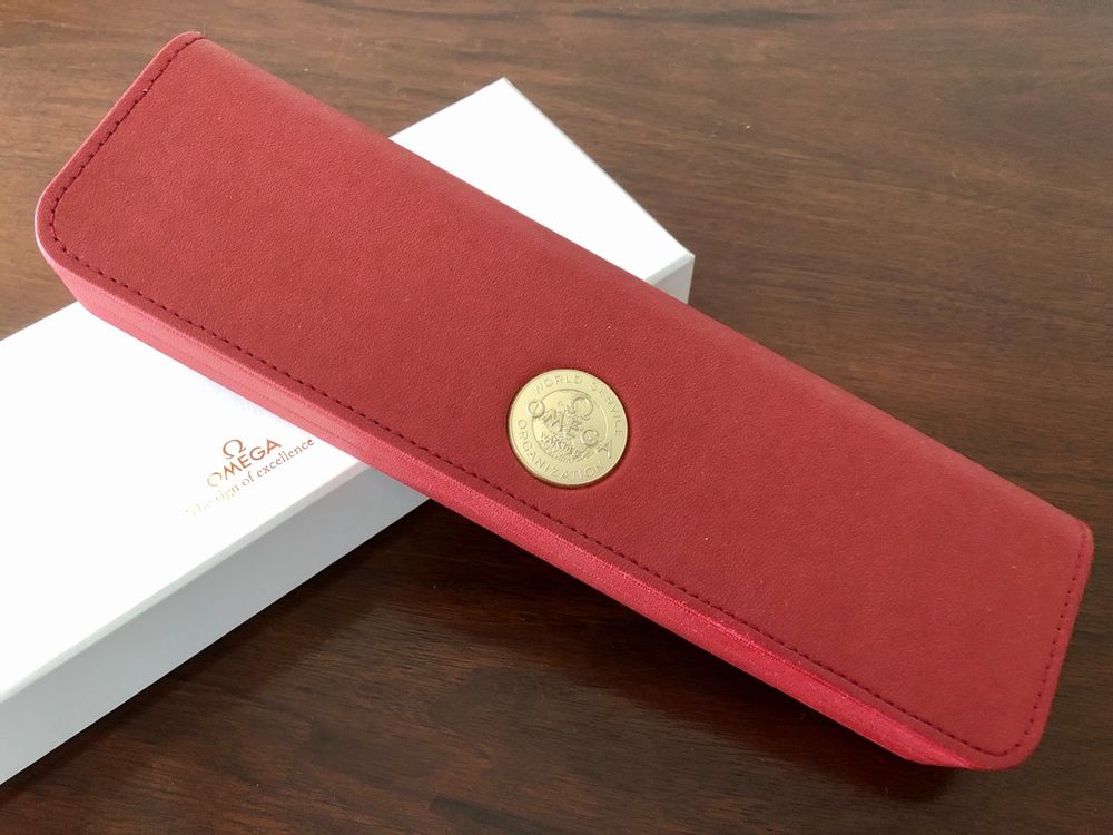 OMEGA long red leather box, Gold seal, 1990's-2000's, N.O.S. (Neu ...