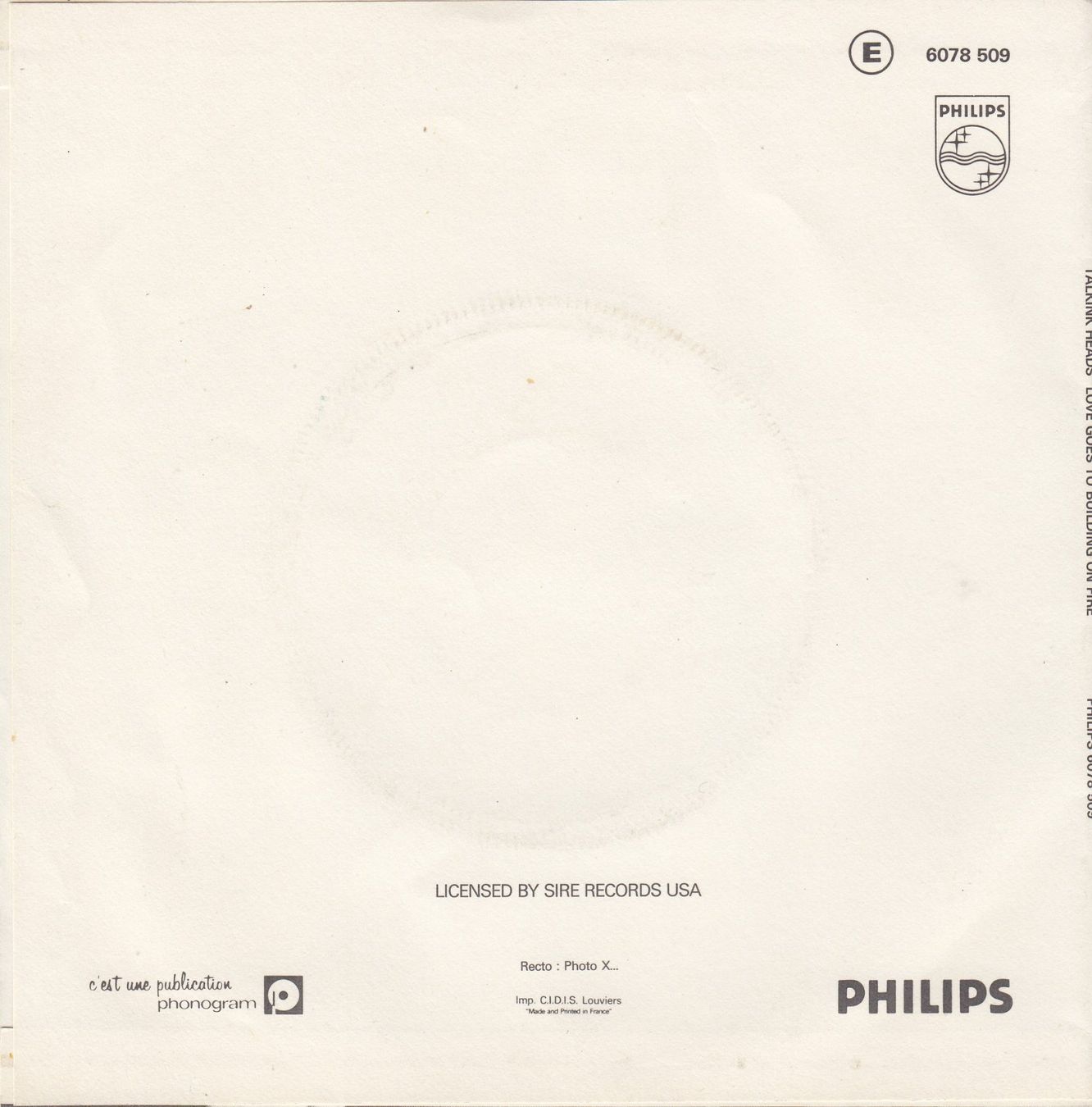 Talking Heads Vinyl Single von 1977 (Gebraucht) in Volketswil für CHF ...