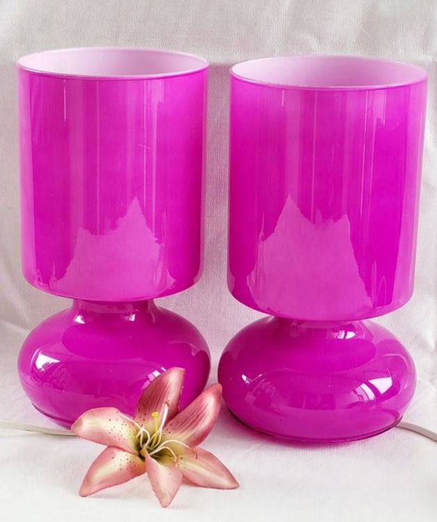 ⭐2 Vintage LYKTA IKEA Tischlampen Glas, knalliges pink 90er⭐ | Kaufen ...