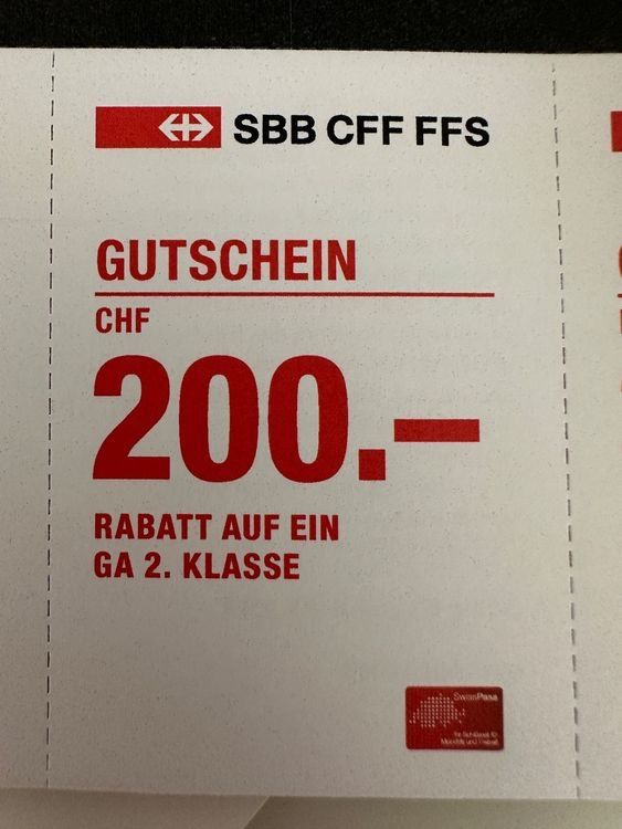 SBB Gutschein CHF 200 GA 2. Klasse | Kaufen auf Ricardo