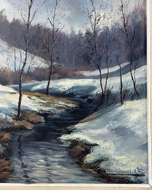 Max Clément (1912-1995) Gemälde - Winterlandschaft mit Fluss (Gebraucht ...