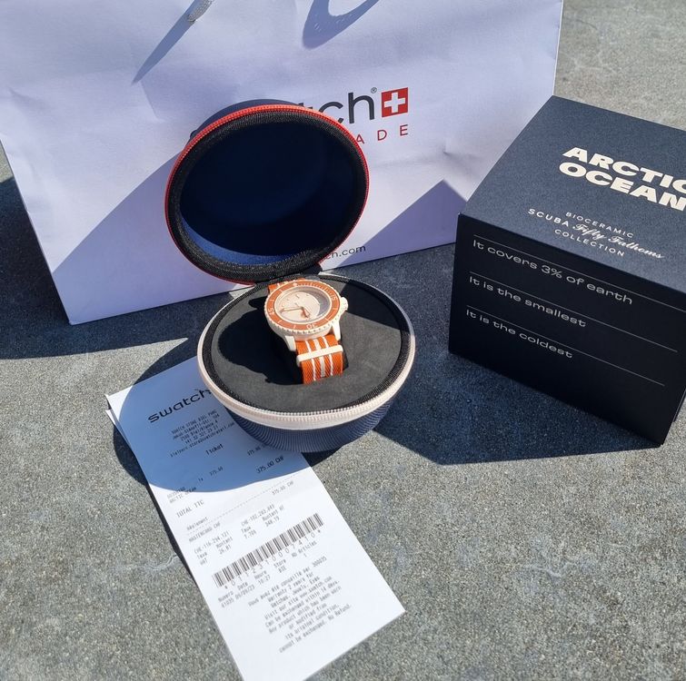 Swatch × Blancpain - Scuba FIFTY FATHOMS - Arctic (orange) (Neu und originalverpackt) in Genève ...