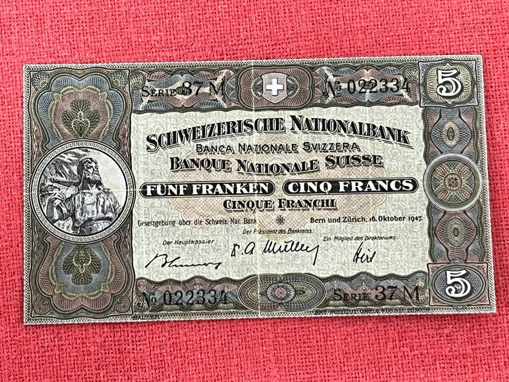5 Franken Banknote 16.Oktoiber 1947 wenig gebraucht | Kaufen auf Ricardo