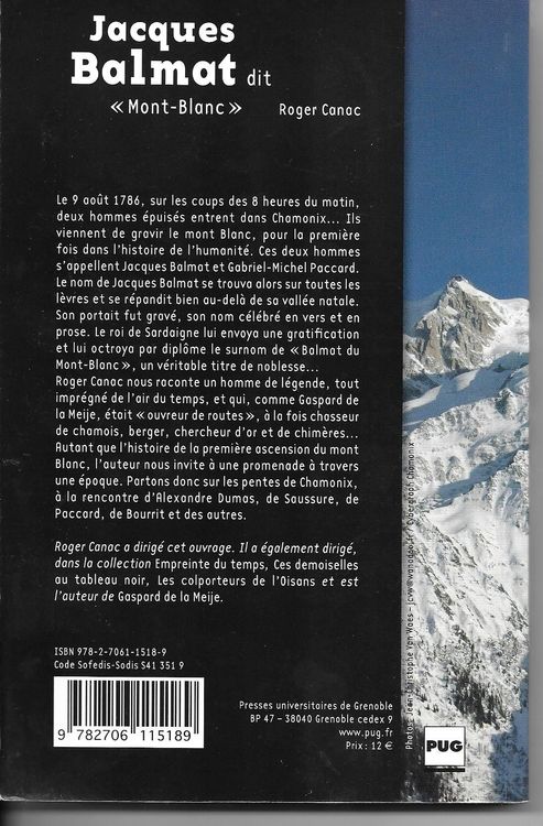 Jacques Balmat - 1er vainqueur du Mont-Blanc en 1786 | Kaufen auf Ricardo