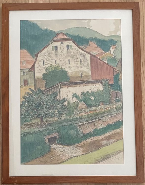 Elisabeth Bohny (1900-1991) Grosse Gartenszene Mischtechnik (Gebraucht) in Root für CHF 5 – mit ...