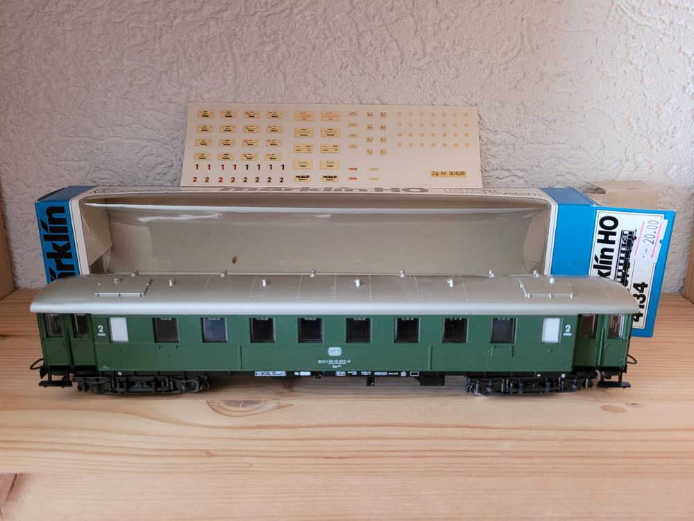 Märklin H0 4134 - Eilzug-Wagen DB grün 2. Klasse OVP (Gebraucht) in ...
