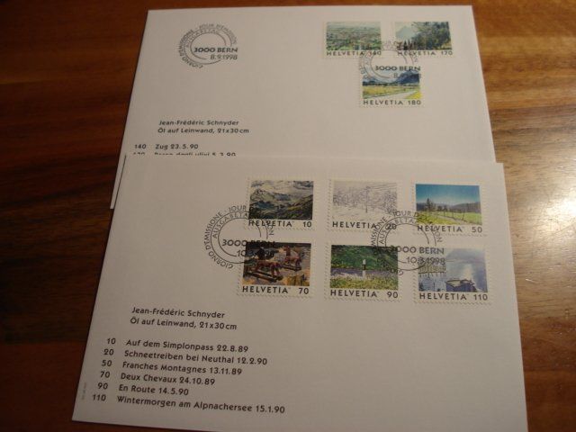 2 FDC Dauermarken Gemälde, Satz 1998 (Gebraucht) in Niederwil AG für CHF 1 – mit Lieferung auf ...