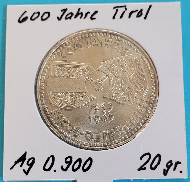 Österreich 50 Schilling 1963 600 J. TIROL Silber 900/20gr. | Kaufen auf ...