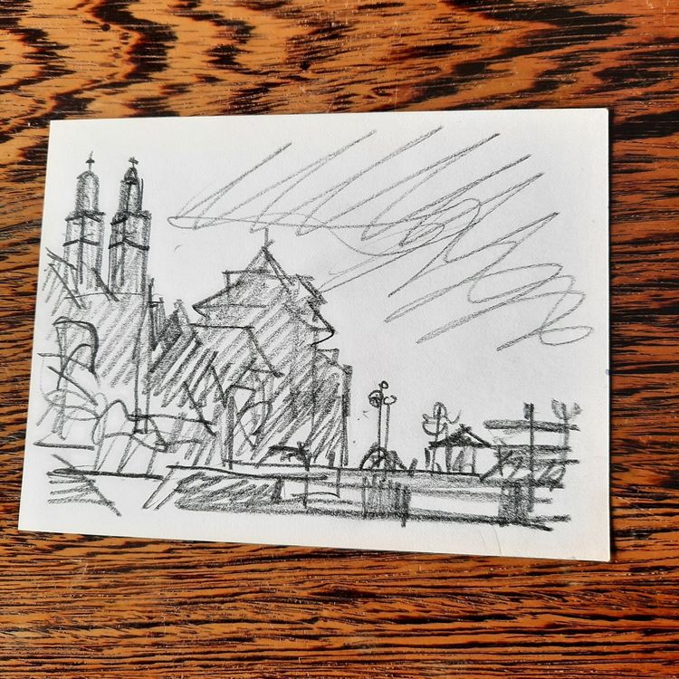 Grossmünster Zürich Original Bleistiftzeichnung (Gebraucht) in Rosshäusern für CHF 7 – mit ...
