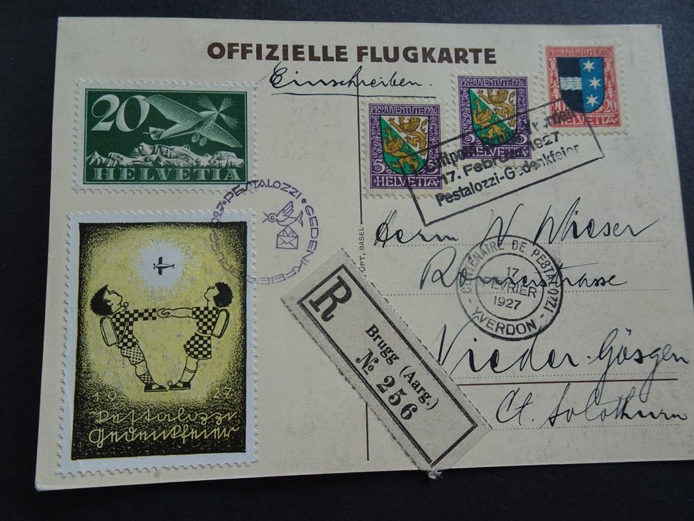 17.II.27.; LUFTPOST; OFFIZIELLE KARTE R-BRIEF MIT VIGNETTE (Gebraucht) in Eschenbach SG für CHF ...