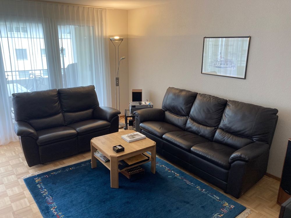 Polstergruppe Leder dunkelbraun, Sofa 3er und 2er (Gebraucht) in Root für CHF 150 – nur Abholung ...