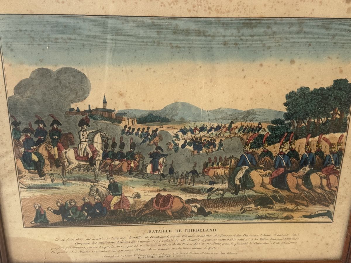 Gravure XIXe Bataille de Friedland - Cadre Bois d'Époque (Gebraucht) in ...