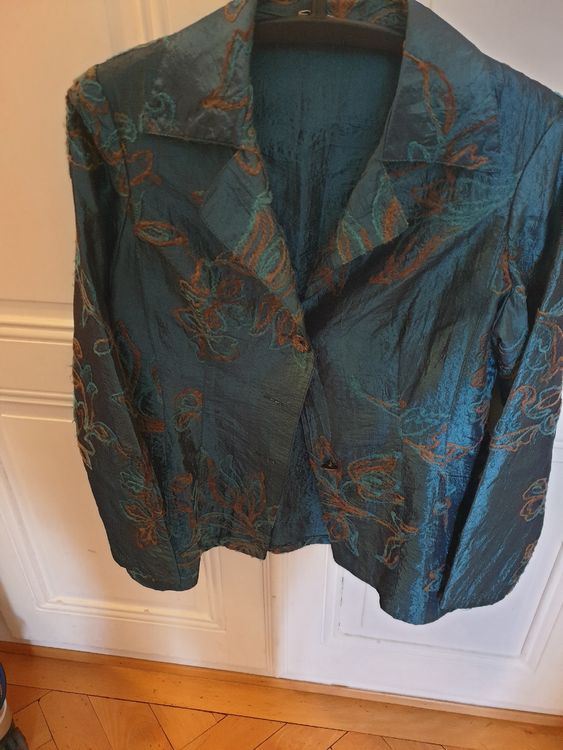 Veste originale, unique, en tafetas et broderie, légère,chic (Neuf ...