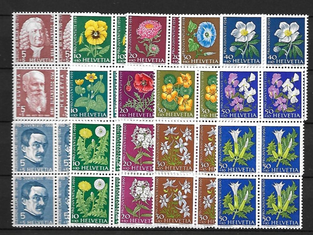 PJ ** Viererbl. 1958 - 1960 Kat: CHF 84.- (Neu (gemäss Beschreibung)) in Basel für CHF 4 – mit ...