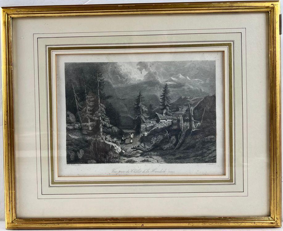 Paul Girardet (1821-1893) Antike Stahlstich Echtgoldrahmen (Gebraucht) in Neuhausen am Rheinfall ...