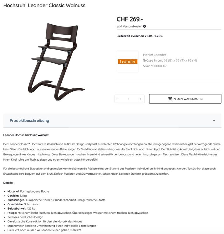 Leander Kinderstuhl Classic Walnuss - neu, originalverpackt (Neu und ...